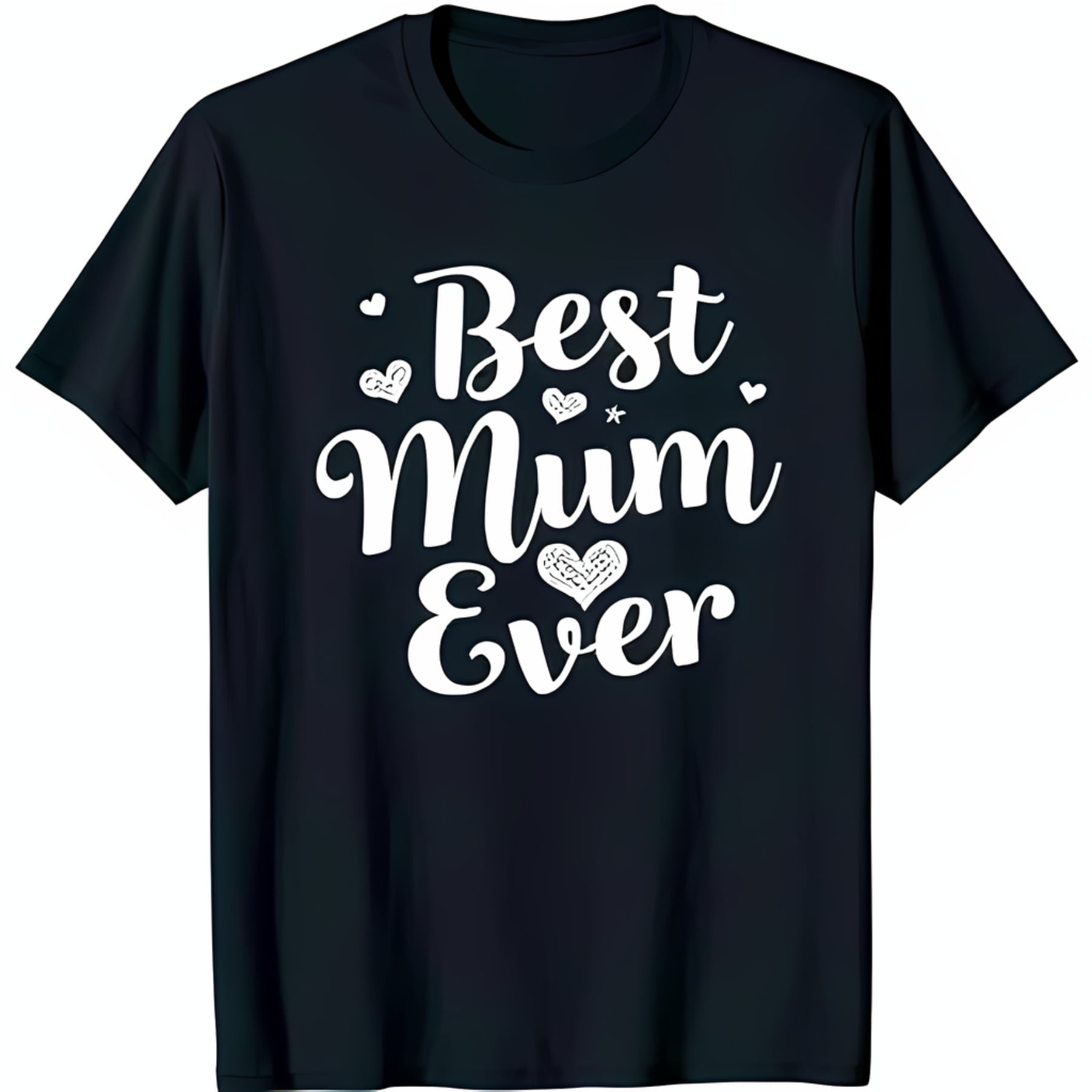 Classic Black T-Shirt with Bold White Lettering & Whimsical Heart ...