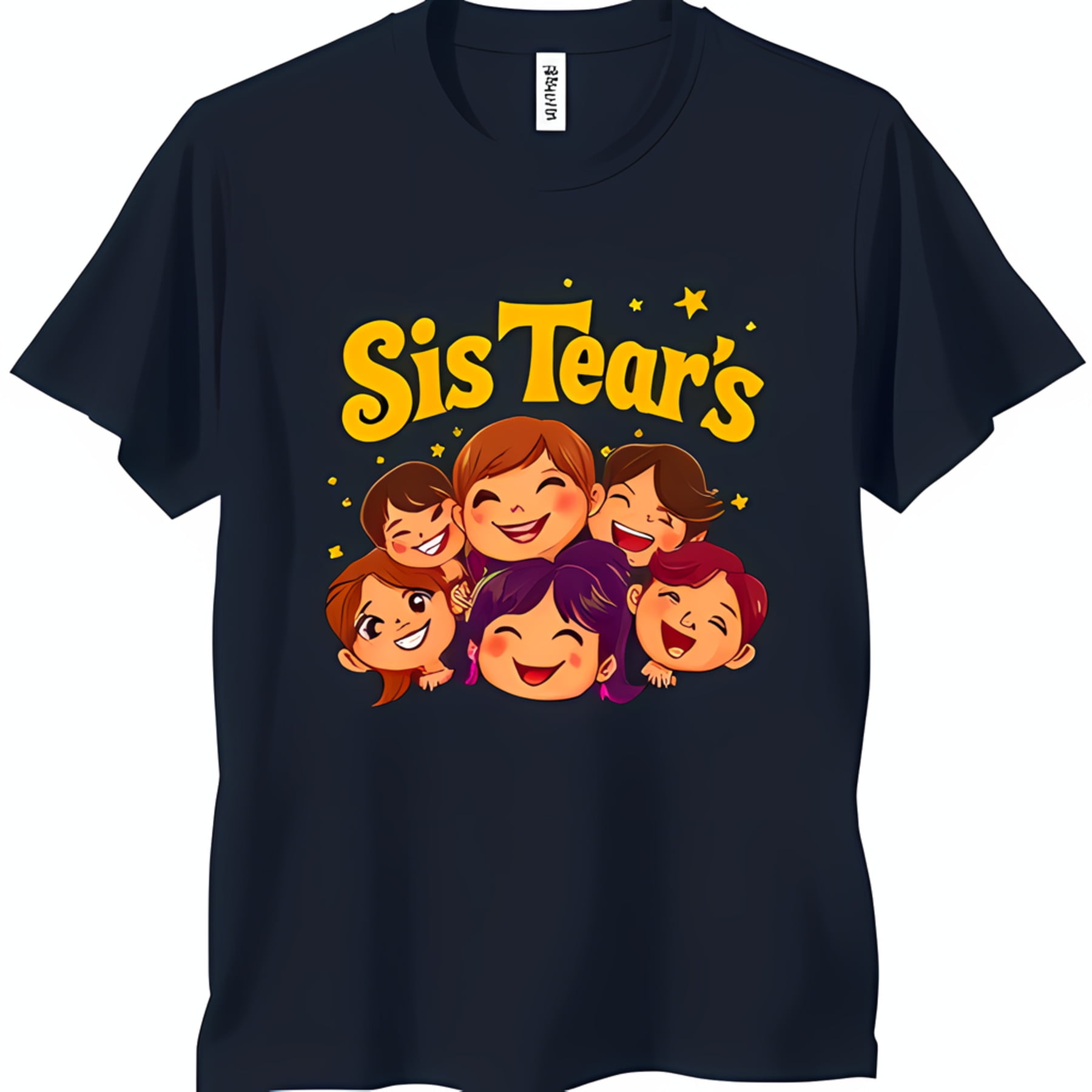 Classic Black T-Shirt with Cheerios Inspired Graphic Short Sleeve Neck ...