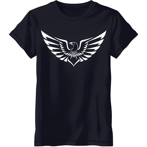 Classic Black T-Shirt with Striking White Heraldic Eagle Design Bold ...