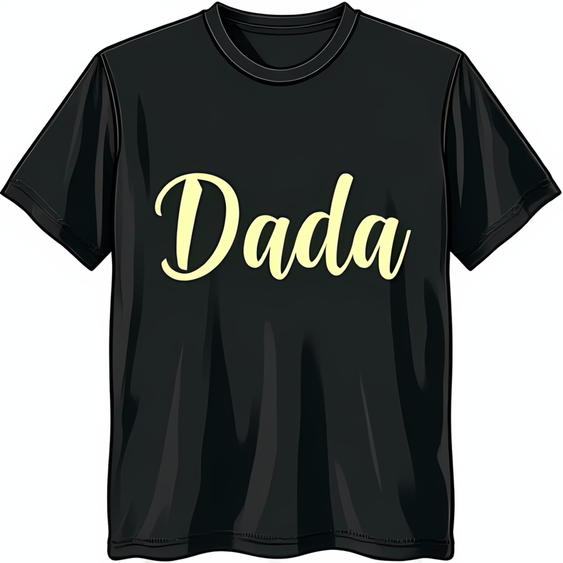 Classic Black T-Shirt with White Cursive 'Dada' Print Stylish Short ...