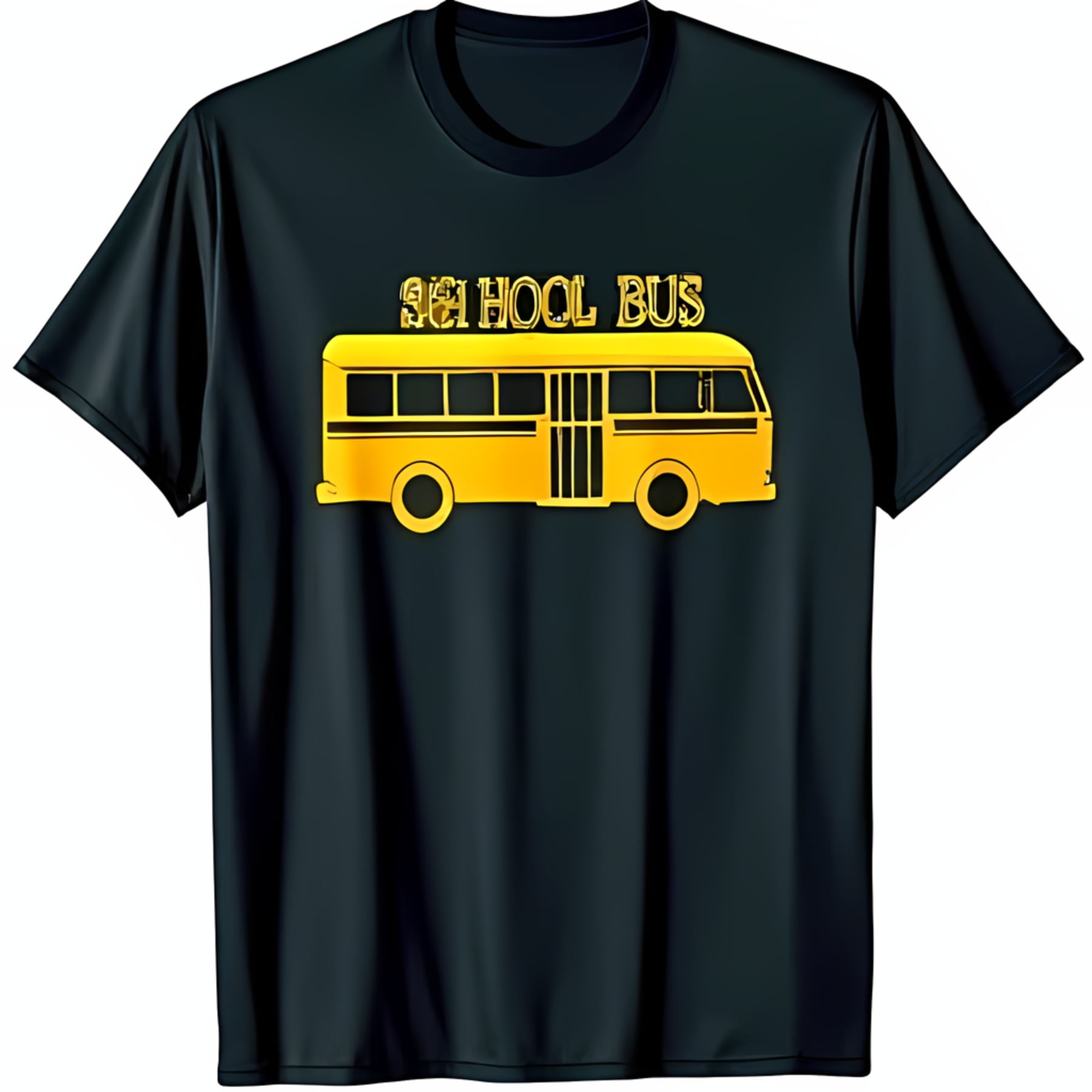 Classic Black T-Shirt with Yellow School Bus Graphic and 'SCHOOL BUS ...