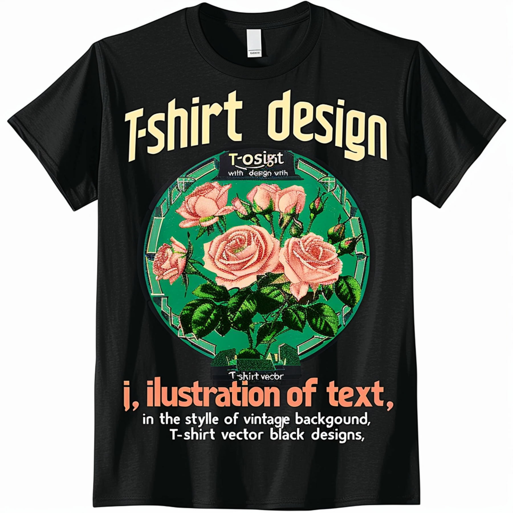Classic Black Tee Collection: Vintage Rose Illustrations Portland City ...
