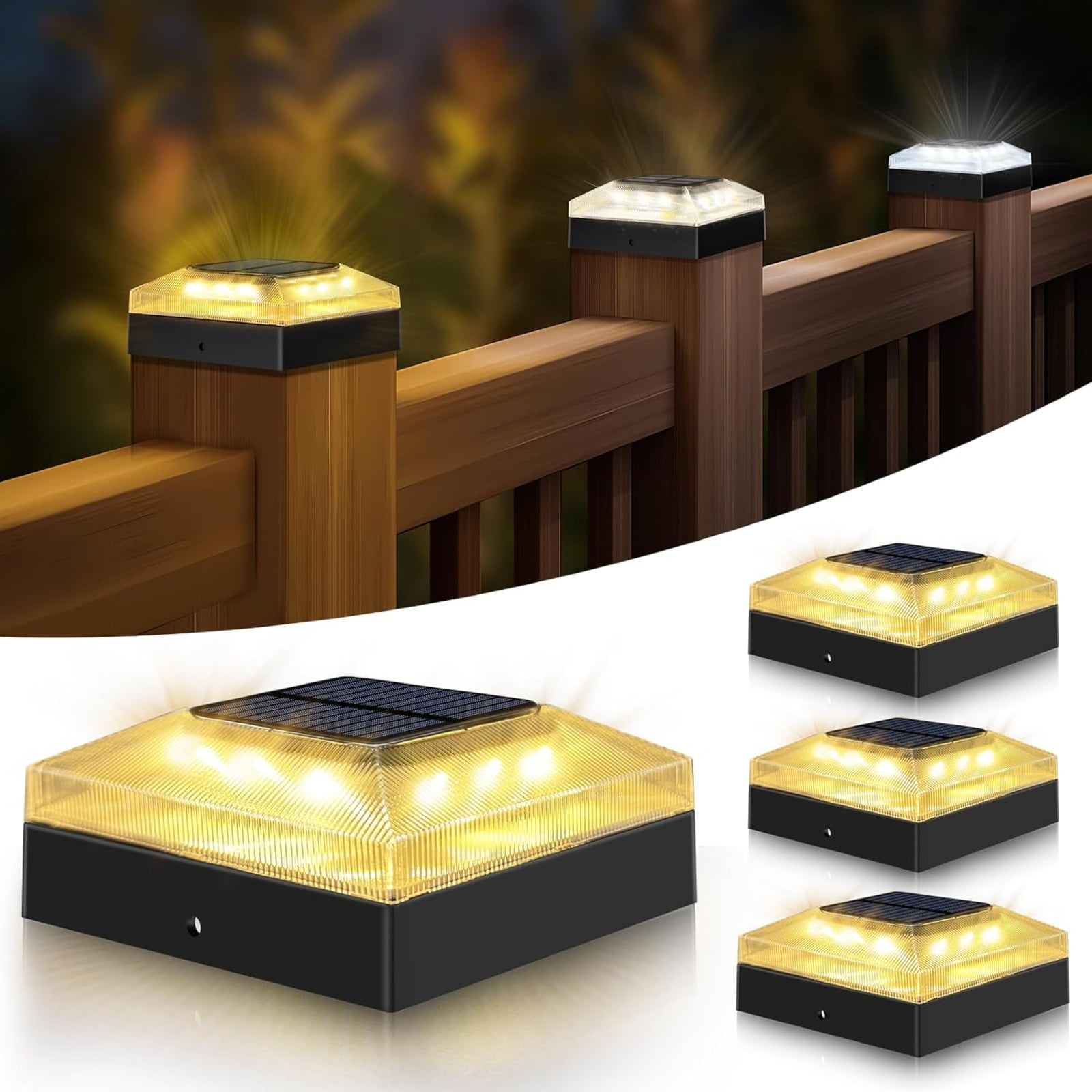 Classic Black & White | 4x4 Solar Post Cap Lights – Waterproof Outdoor ...