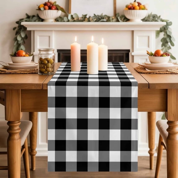 Classic Black and White Buffalo Check Table Runner 70 Inches Long ...
