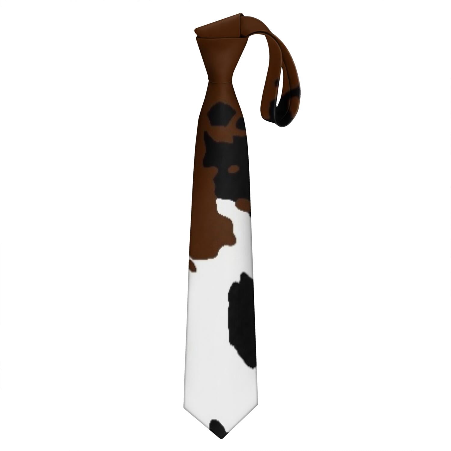 Classic Black and White Cow Print Satin Neck Tie for Men - Farmhouse ...