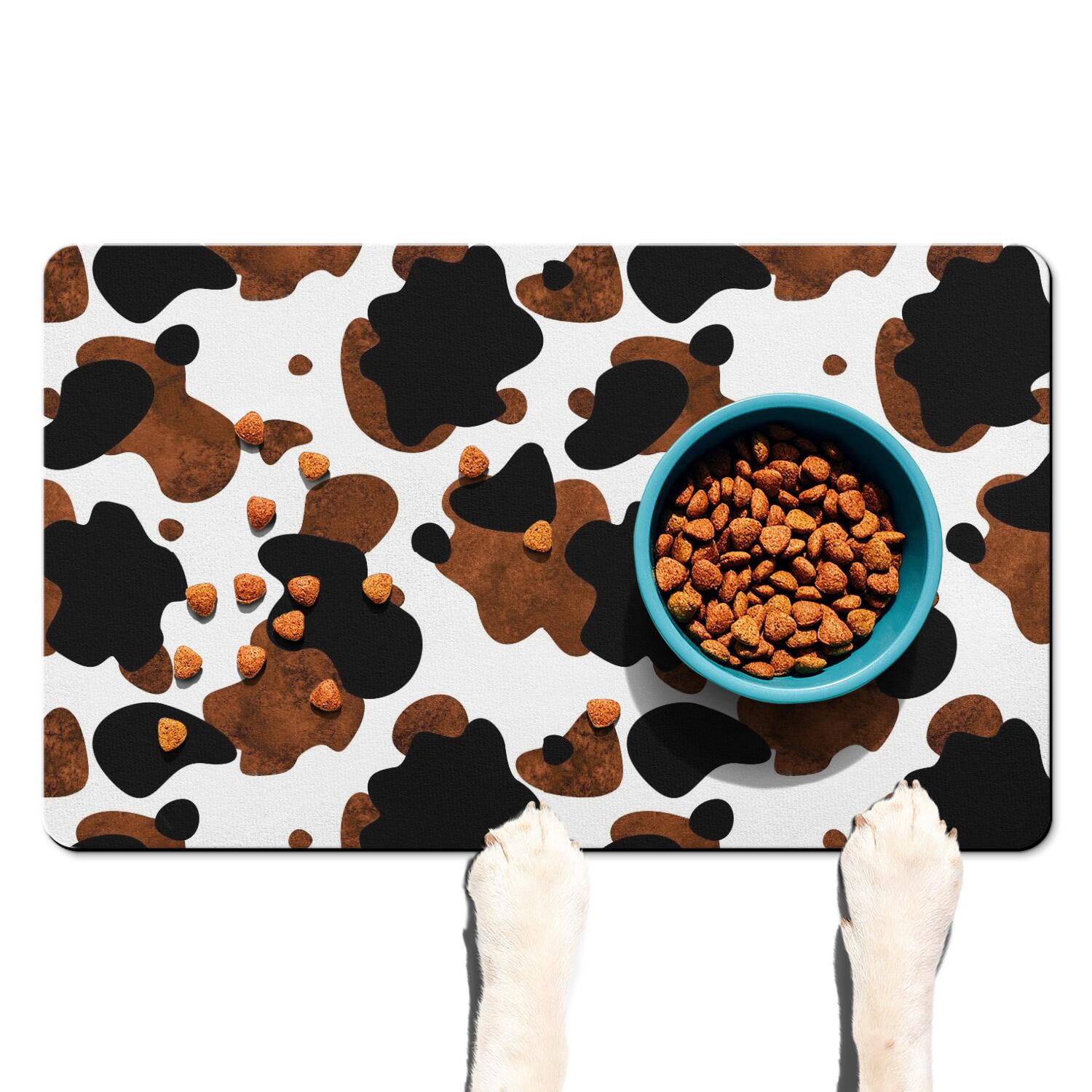 Classic Black and White Farm Animal Pattern Dog Food Mat – Vintage ...