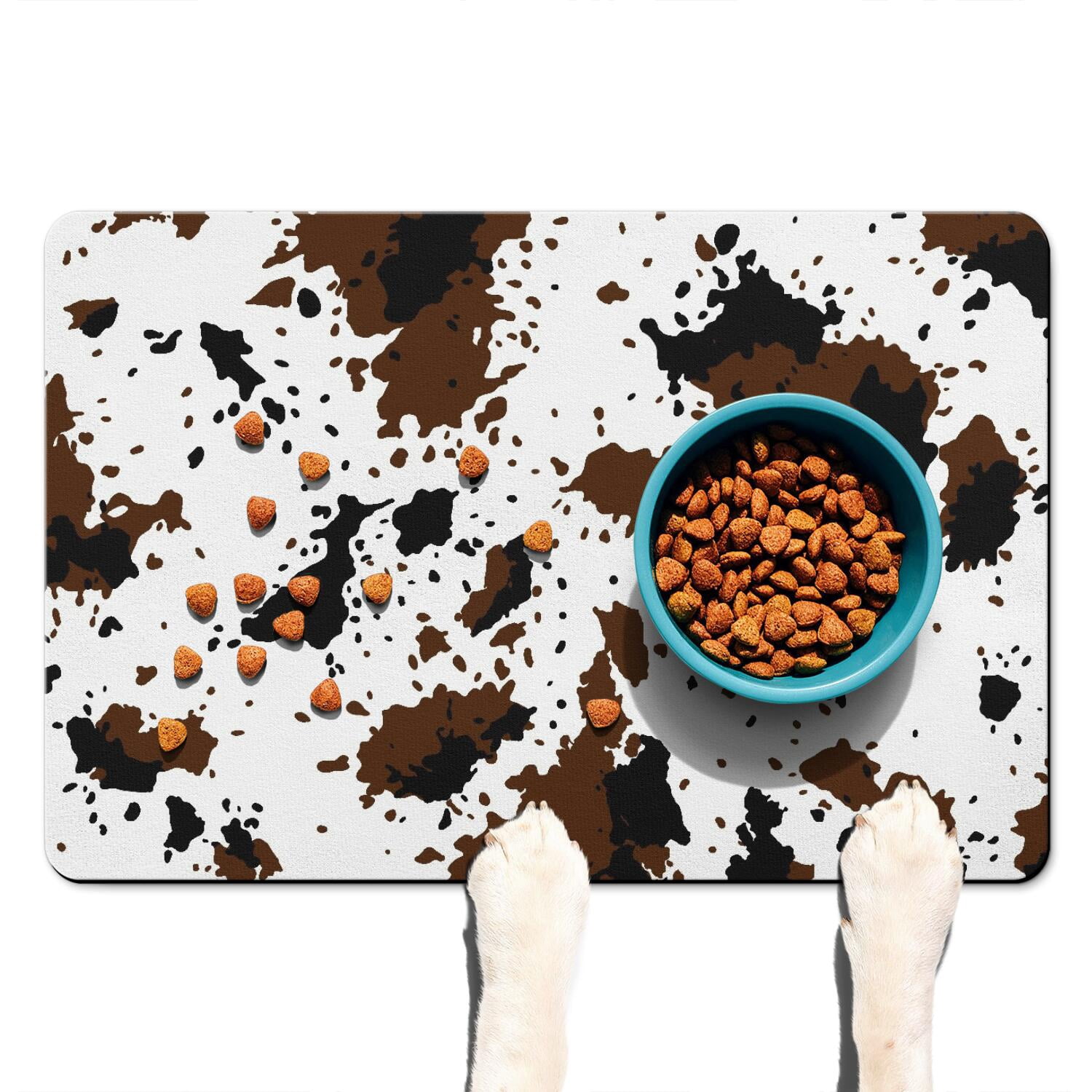 Classic Black and White Farm Animal Pattern Dog Food Mat – Vintage ...