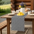 Classic Black White Plaid Table Runner 60 Inch Long Chess Board Theme ...