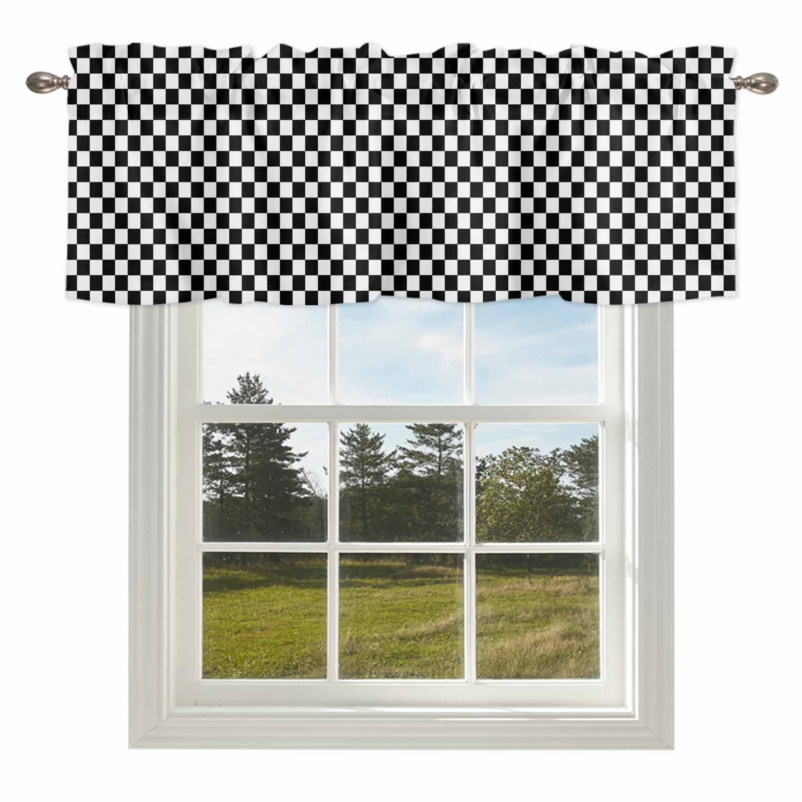 Classic Black White Plaid Valances for Windows Chess Board Theme ...