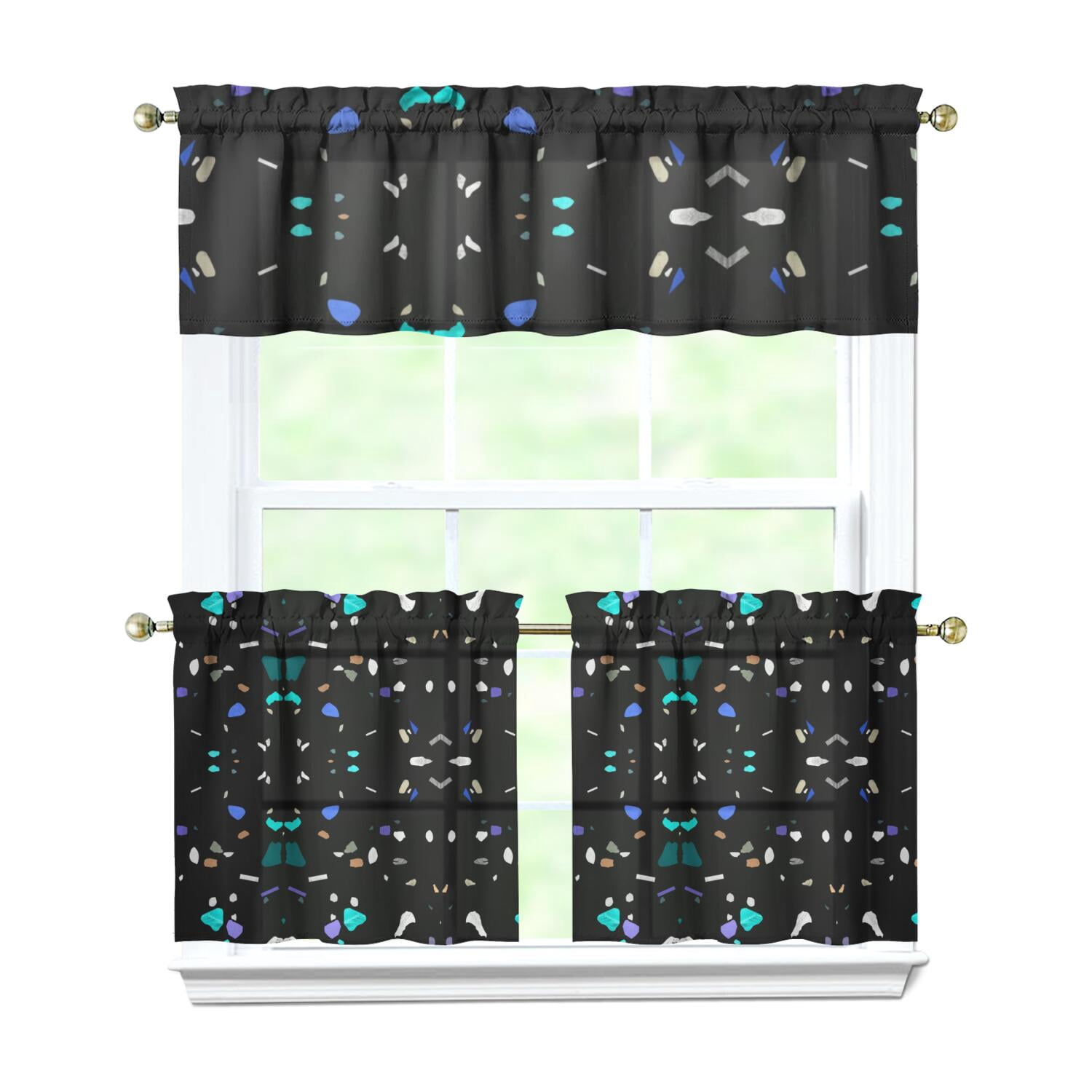 Classic Black and White Polka Dot Kitchen Curtains Set - Retro Vintage ...
