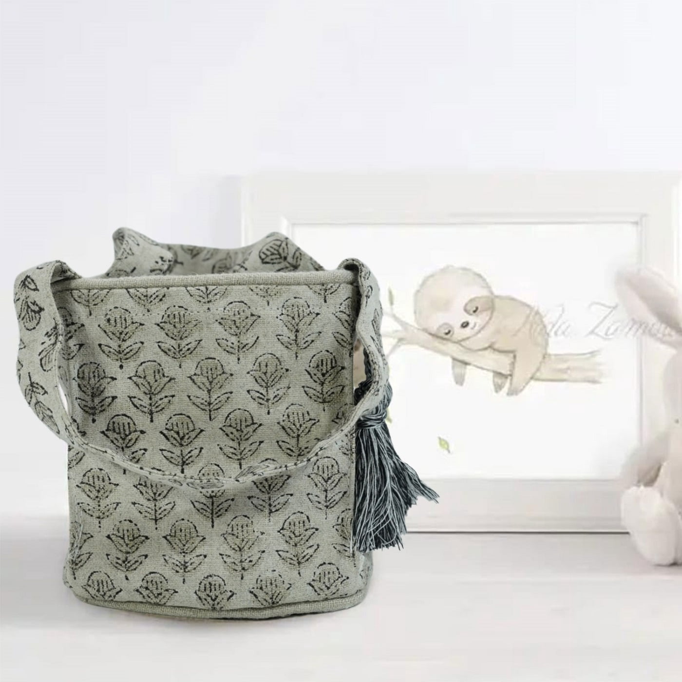 Classic Block Printed Pure Linen Basket, small medium and large size of ...