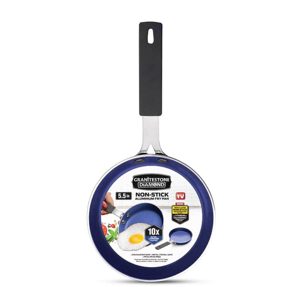 Classic Blue 5.5 in. Aluminum Non-Stick Diamond Infused Mini Fry Pan ...