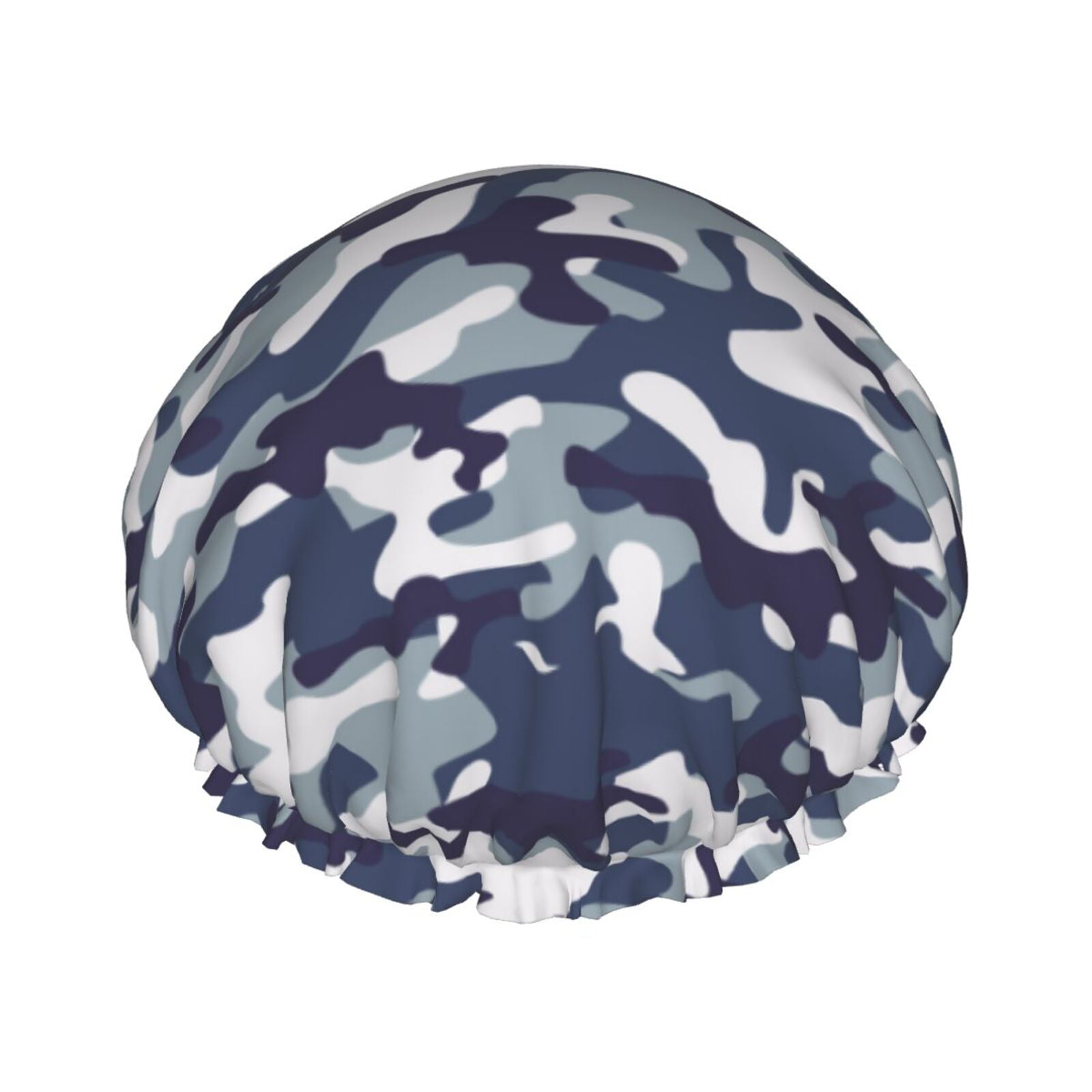 Classic Blue Camouflage Shower Cap Reusable Waterproof, Double ...