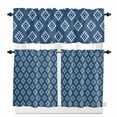 Classic Blue Pattern Window Curtains Valance Set of 3 Abstract Tribal ...