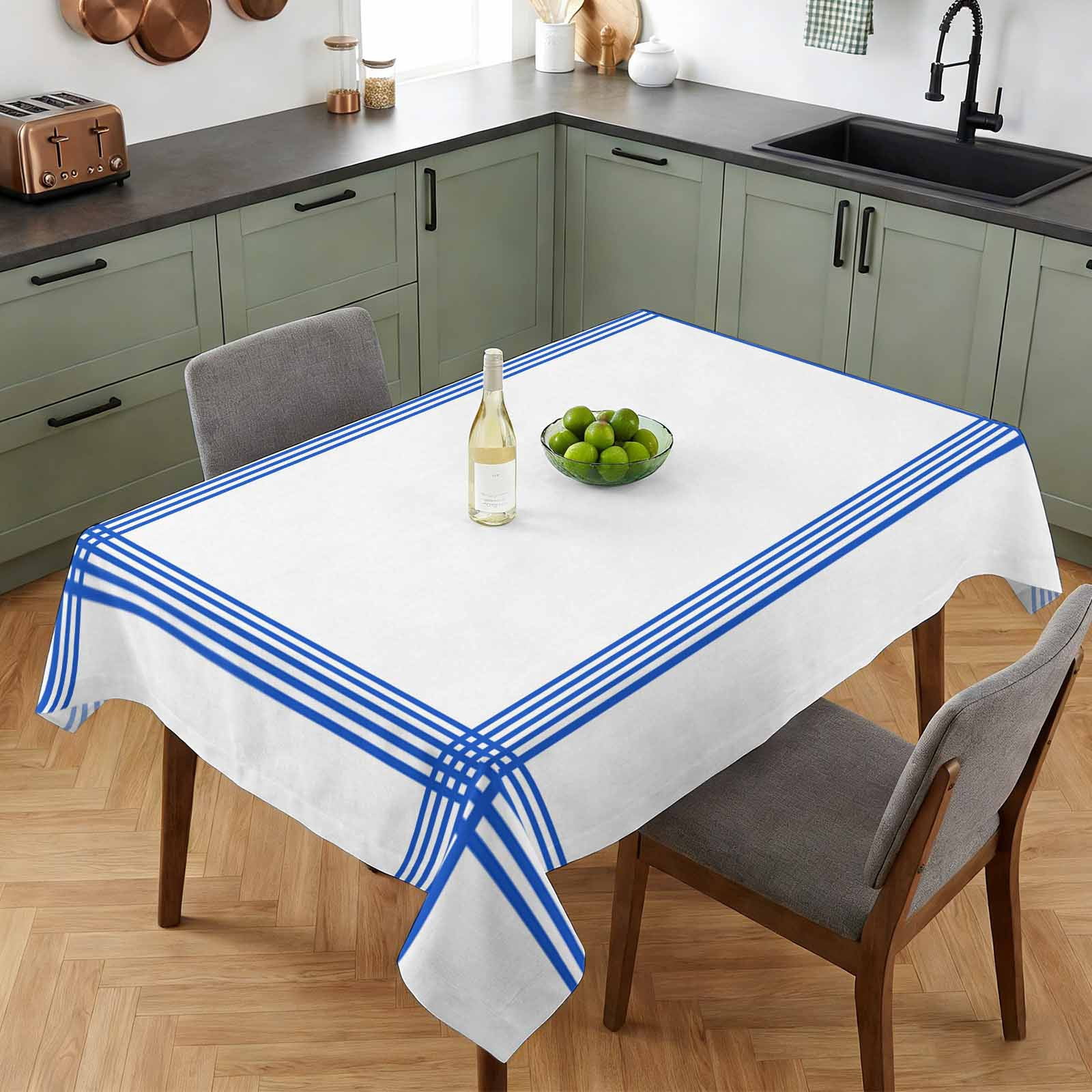 Classic Blue Striped Table Cloth 52x70in, Waterproof Rectangle ...