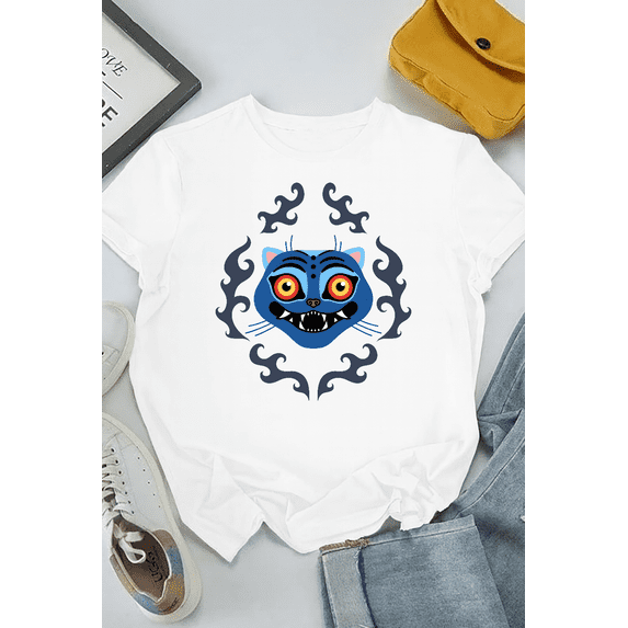 Classic Blue Tiger Graphic Art Kpop Style Fan Print Unisex T-Shirt ...