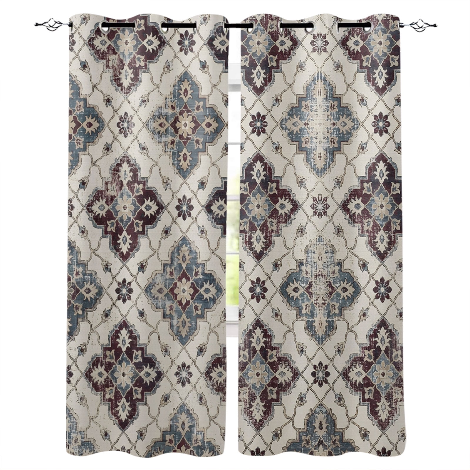 Classic Boho Blackout Curtains for Bedroom Living Room Darkening ...