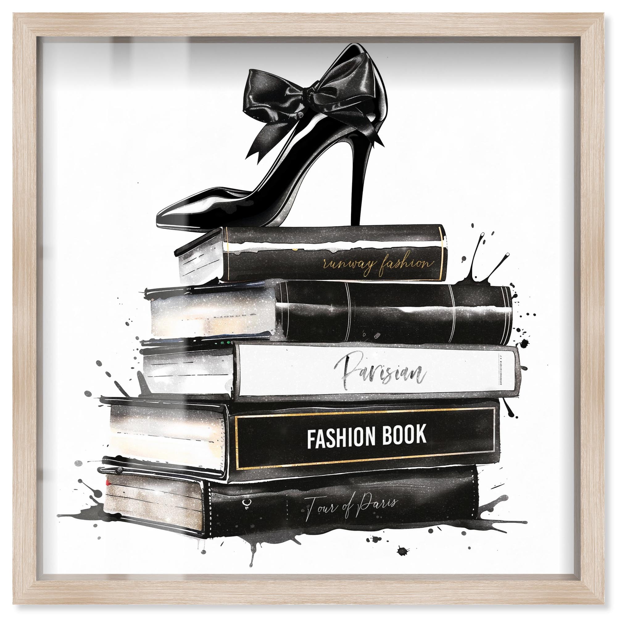 Classic Book Stack Shadowbox Print Fashion Art Prints by Art Remedy ...