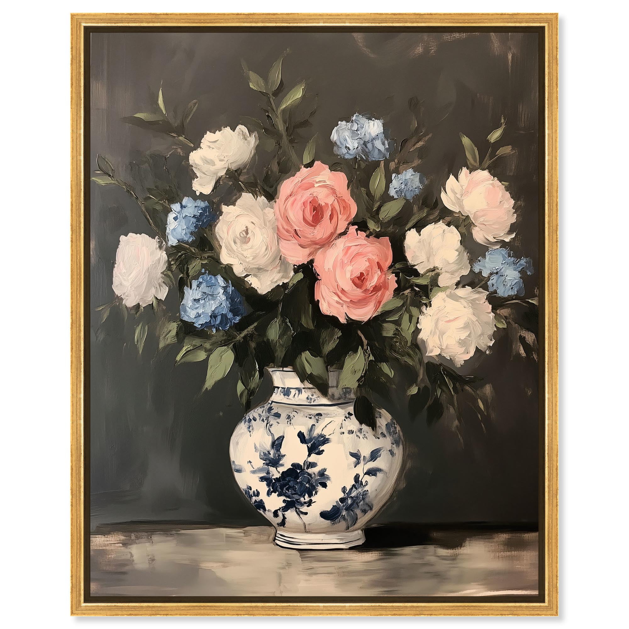 Classic Bouquet Canvas Gothic Art Prints by Art Remedy, Gold Frame, 24 ...