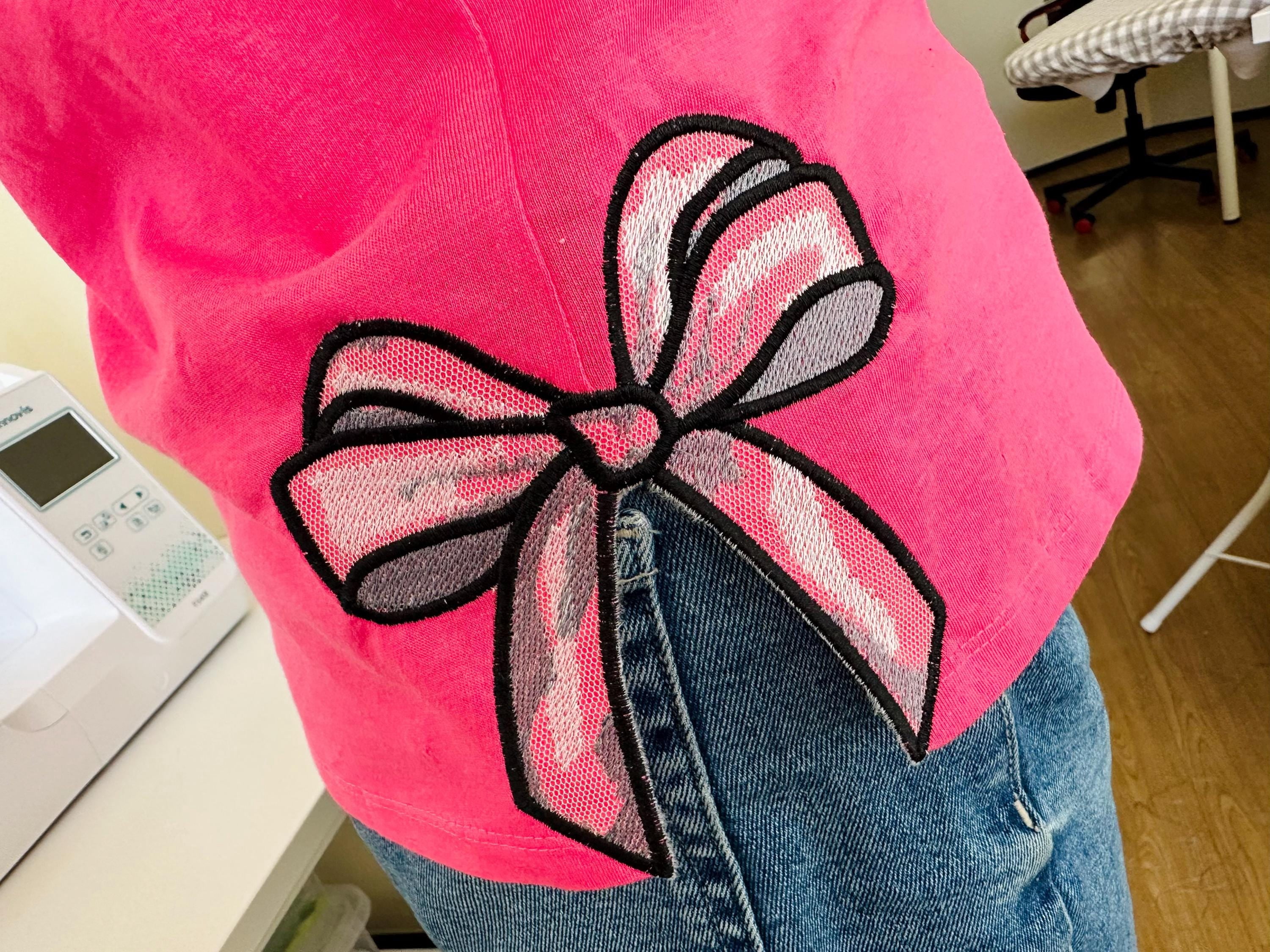 Classic Bow Applique with shadows machine embroidery designs wide ...