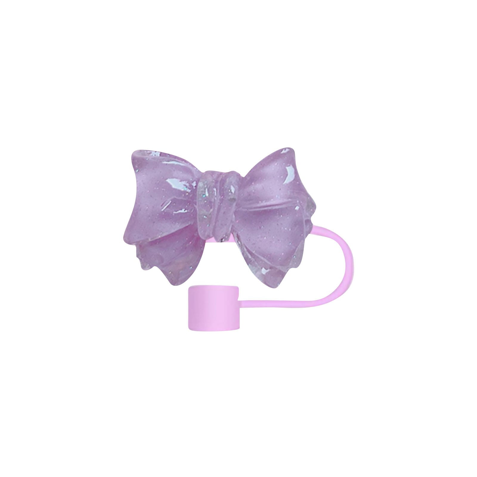 Classic Bow Straw Cap & Reusable Cute Silicone Straw Head Dust Cap ...