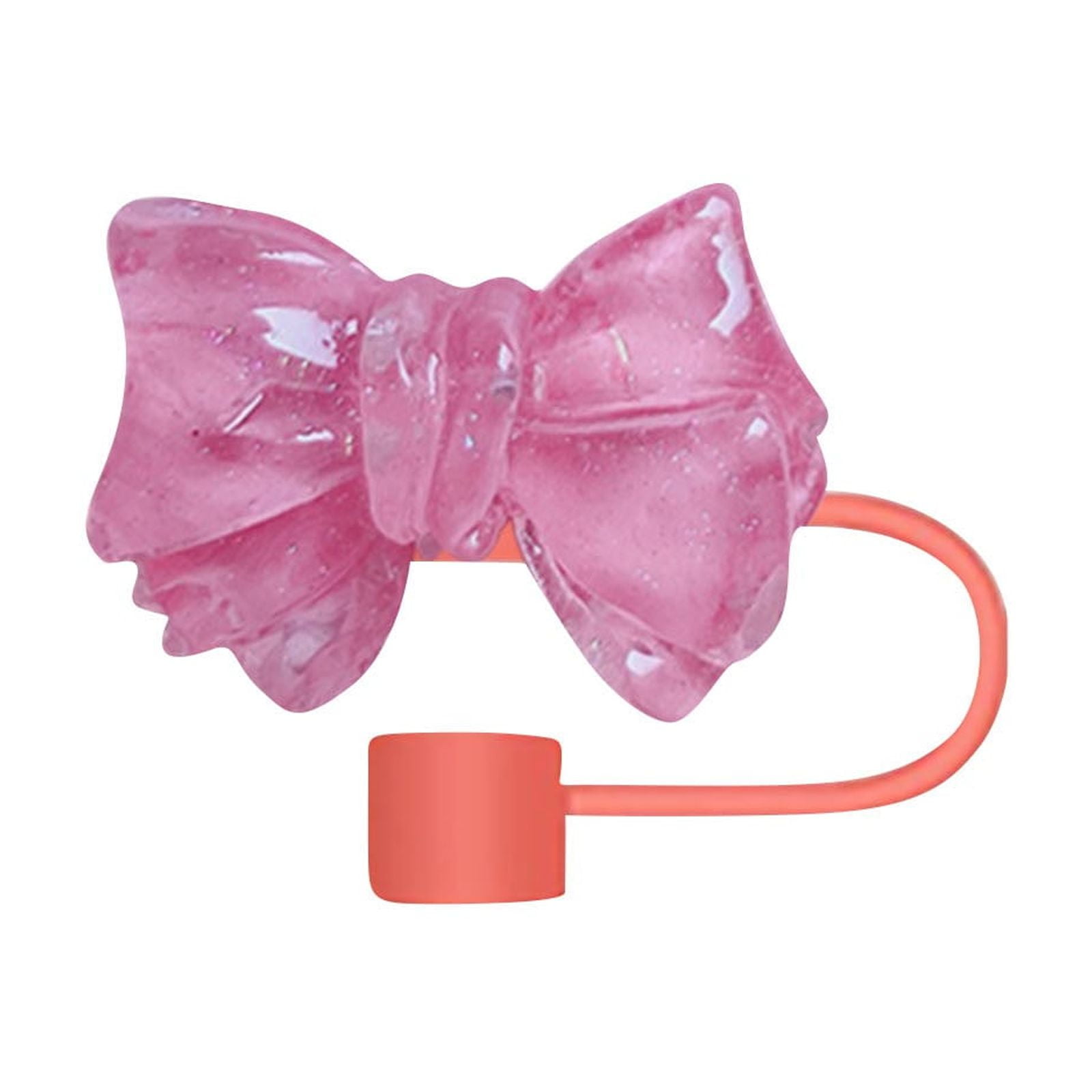 Classic Bow Straw Cap & Reusable Cute Silicone Straw Head Dust Cap ...