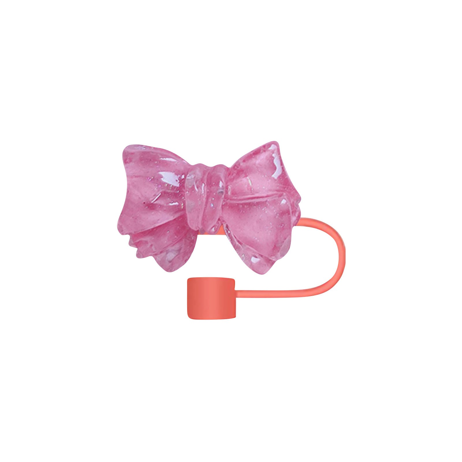 Classic Bow Straw Cap & Reusable Cute Silicone Straw Head Dust Cap ...