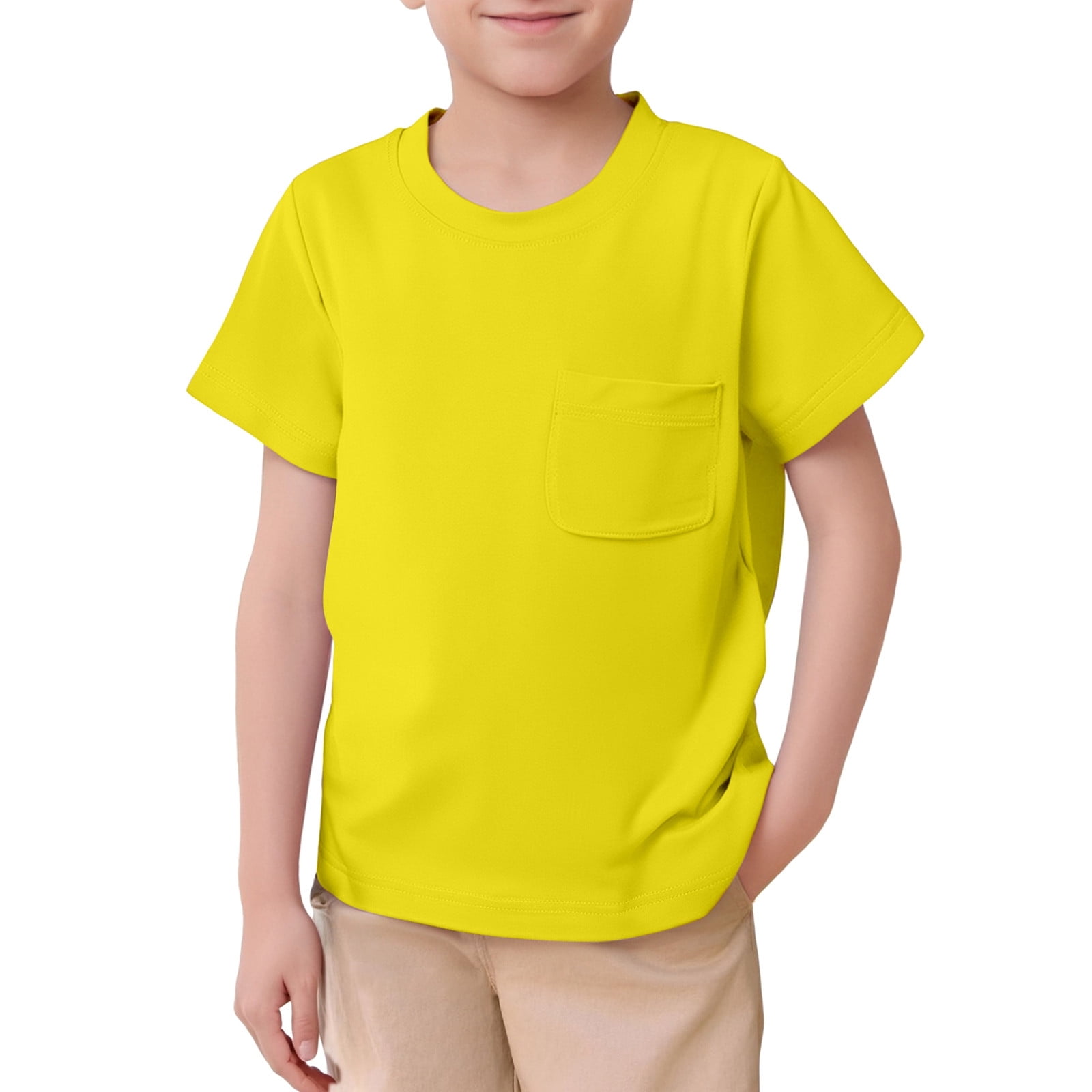 Classic Boys' Short Sleeve Pocket Tee Crew Neck Basic Casual Shirt for ...