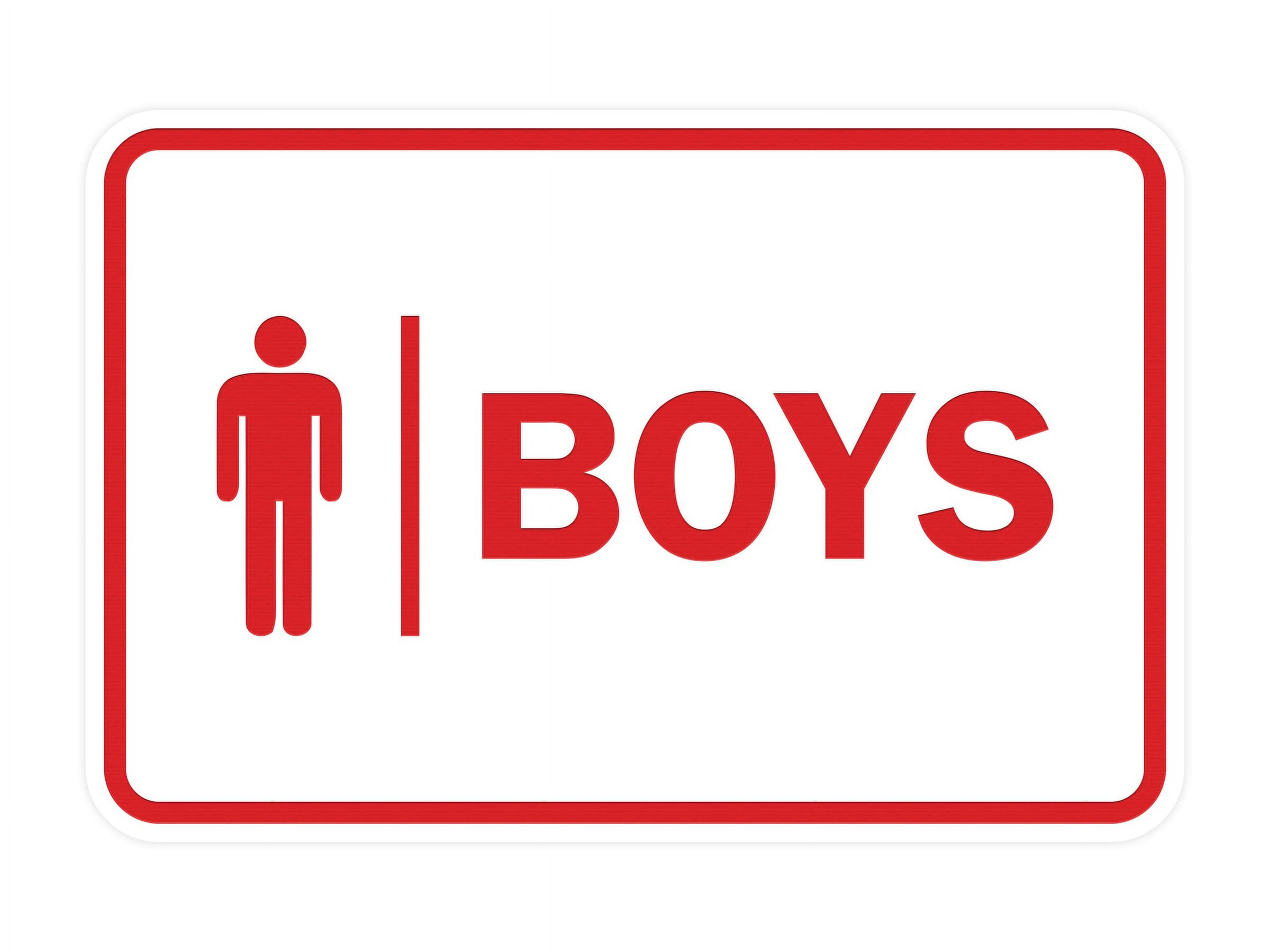 Classic Boys (male bathroom icon) Sign (White/Red) - Small - Walmart.com