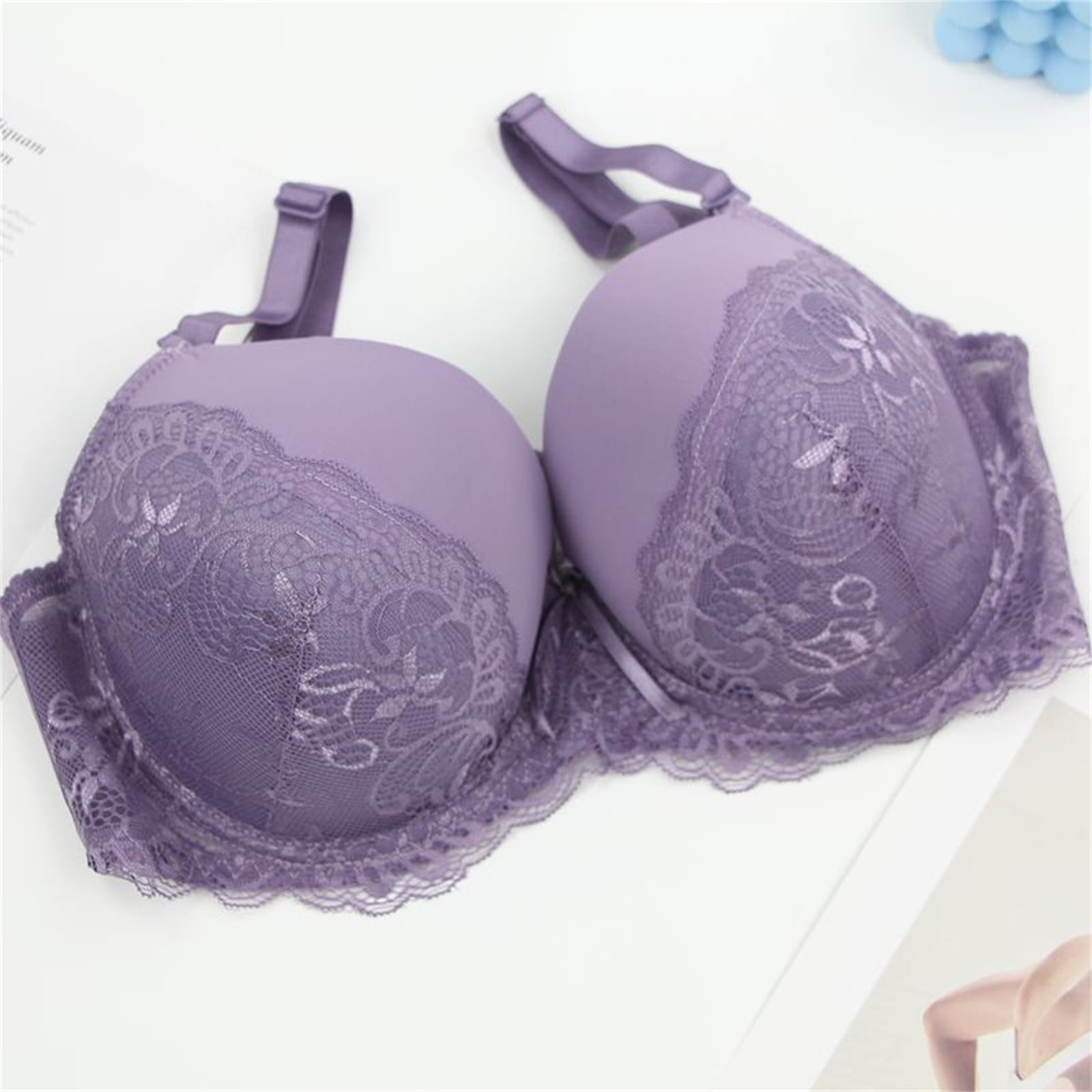 Classic Bra Set, Comfortable, Everyday Use, Tight Fit, Lace, Purple 75E ...