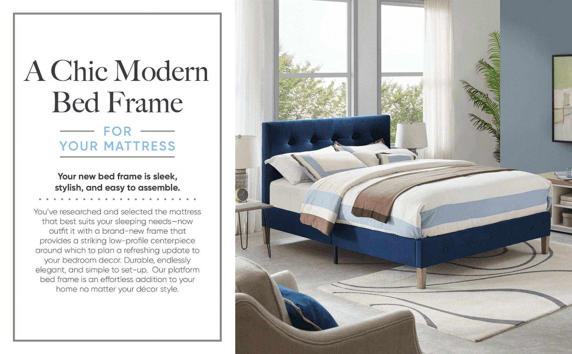 Classic Brands Seattle Modern Tufted Upholstered Platform Bed ...