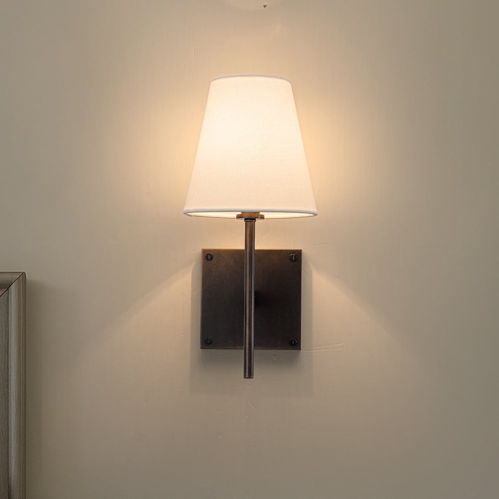 Classic Bronze 13'' Tall 1-Light Fabric Shade Wall Sconces Mondern ...