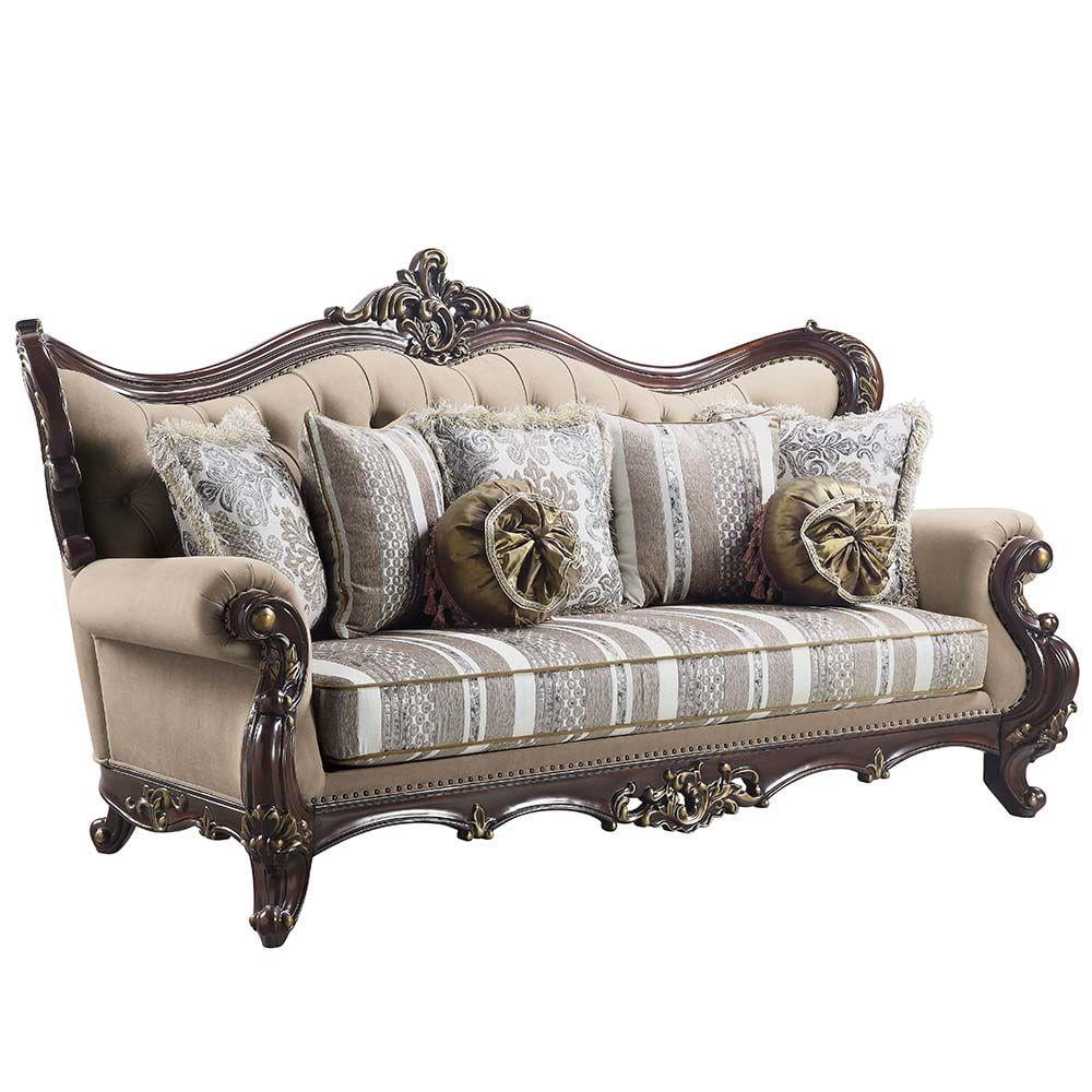 Classic Brown & Cherry Sofa by Acme Ragnar LV01122 - Walmart.com