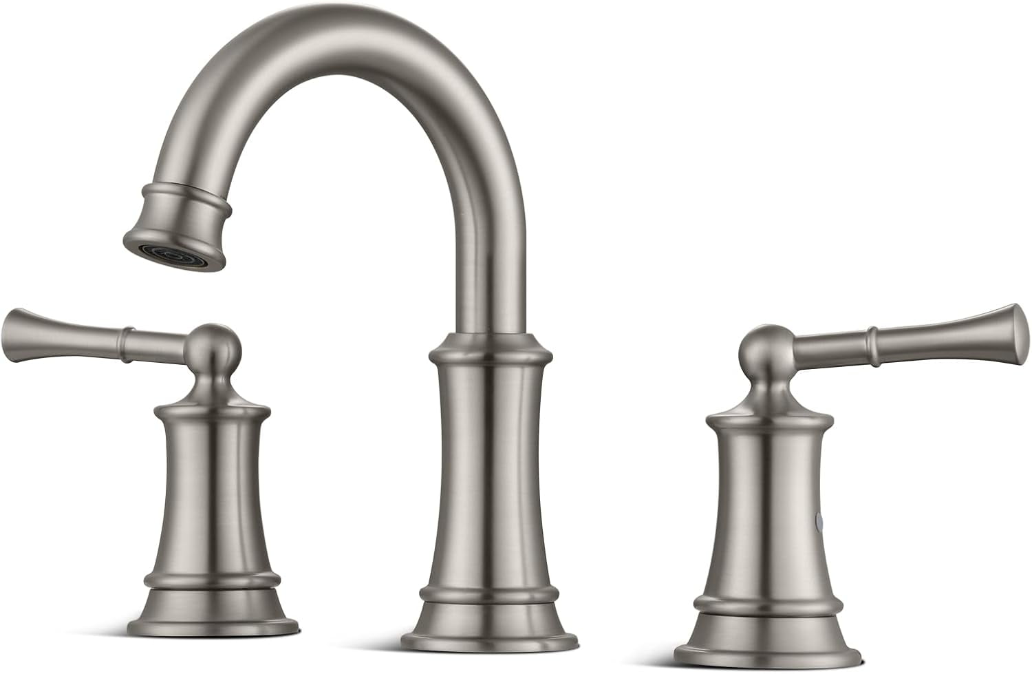 Classic Brushed Nickel Bathroom Faucet, 360° Rotatable Spout, 2 Handles ...
