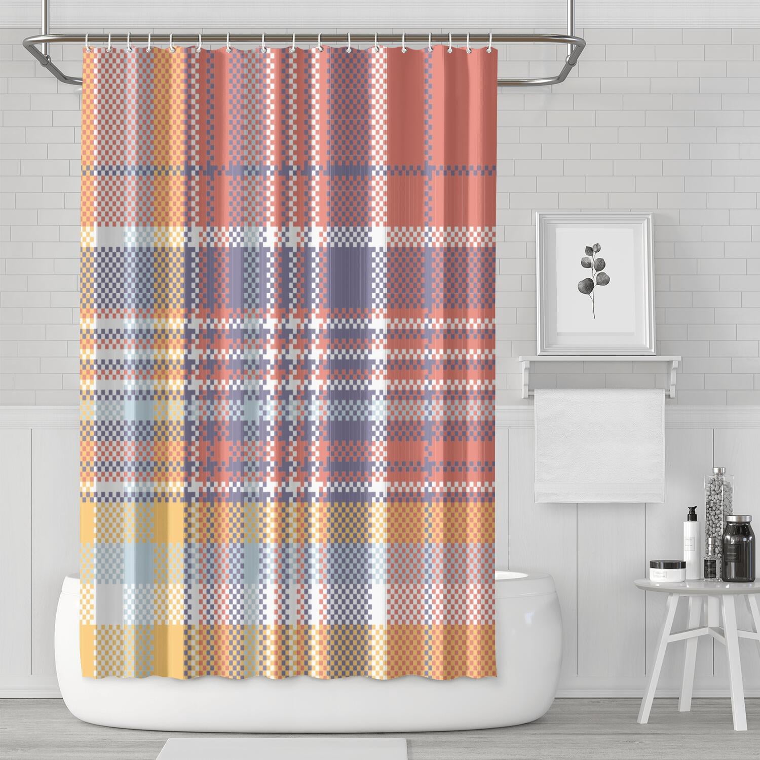 Classic Buffalo Plaid Shower Curtain - 72" x 72" Waterproof Quick-Dry ...