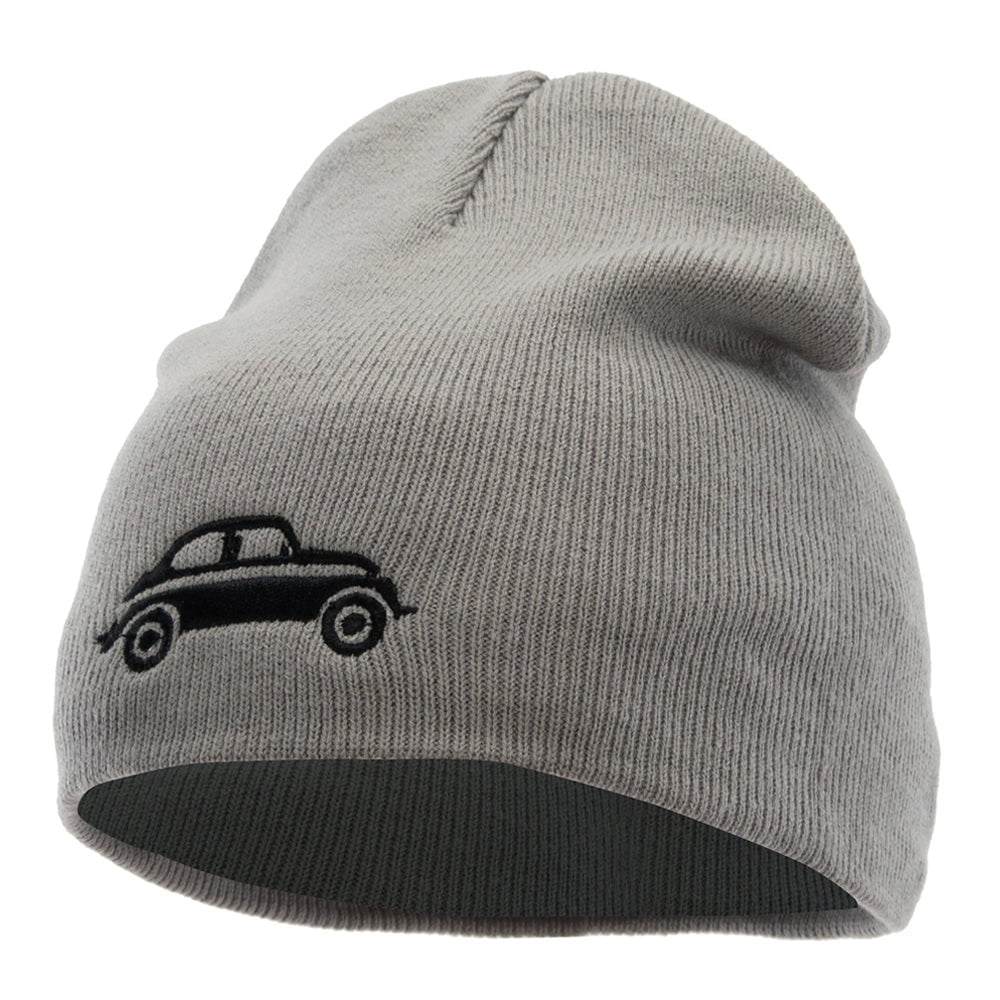 Classic Bug Car Embroidered 8 Inch Knitted Short Beanie - Grey OSFM ...