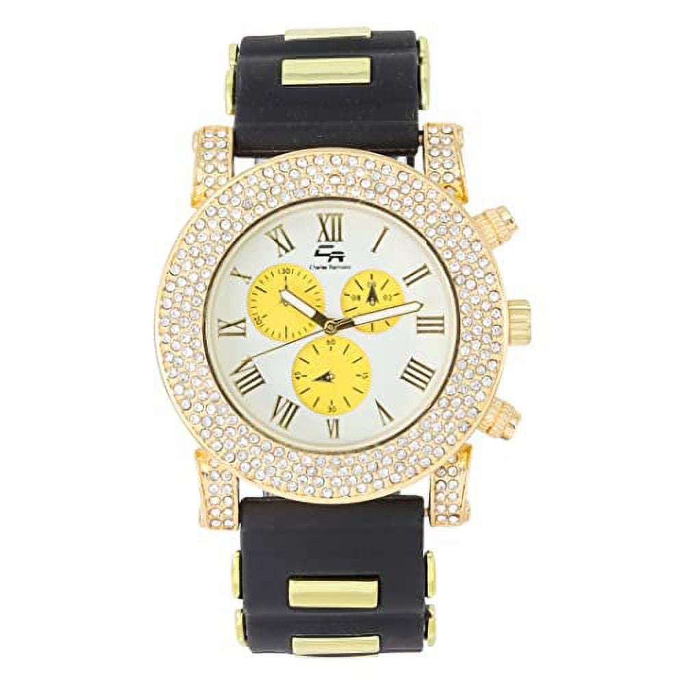 Classic Bullet Rubber Blinged Out Hip Hop Watch w/a Touch of Casual ...