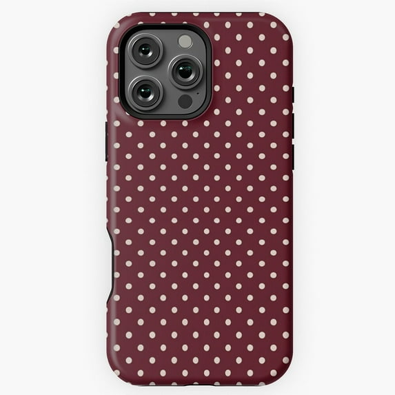 Classic Burgundy Polka Dot Phone Case for iPhone 16 15 14 13 12 11 Pro ...