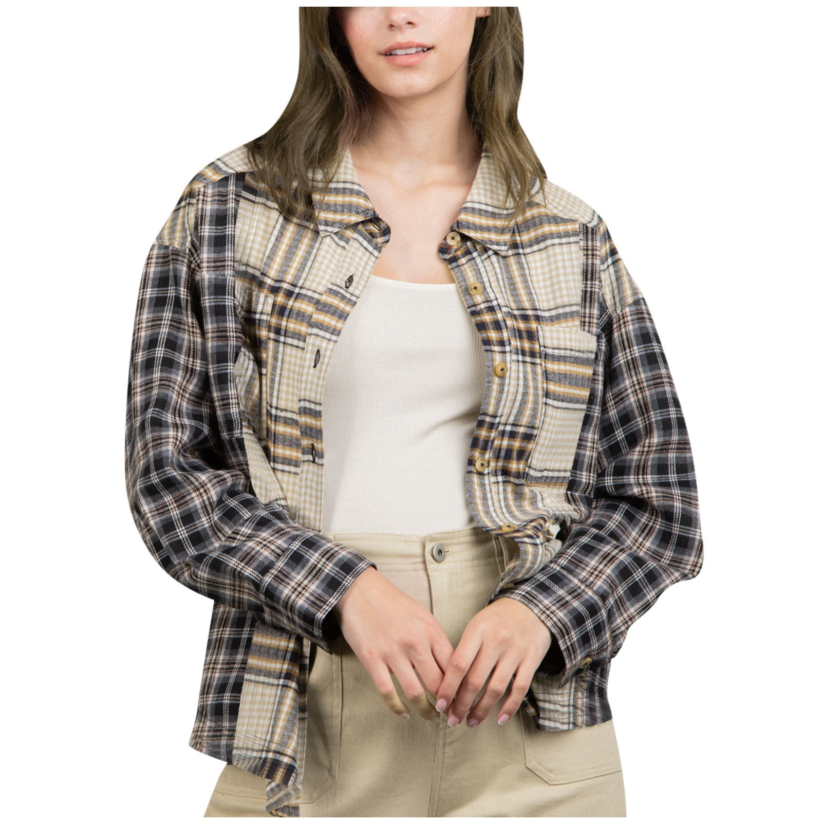 Classic Button Up Plaid Shirts for Women Casual Long Sleeve Collared ...