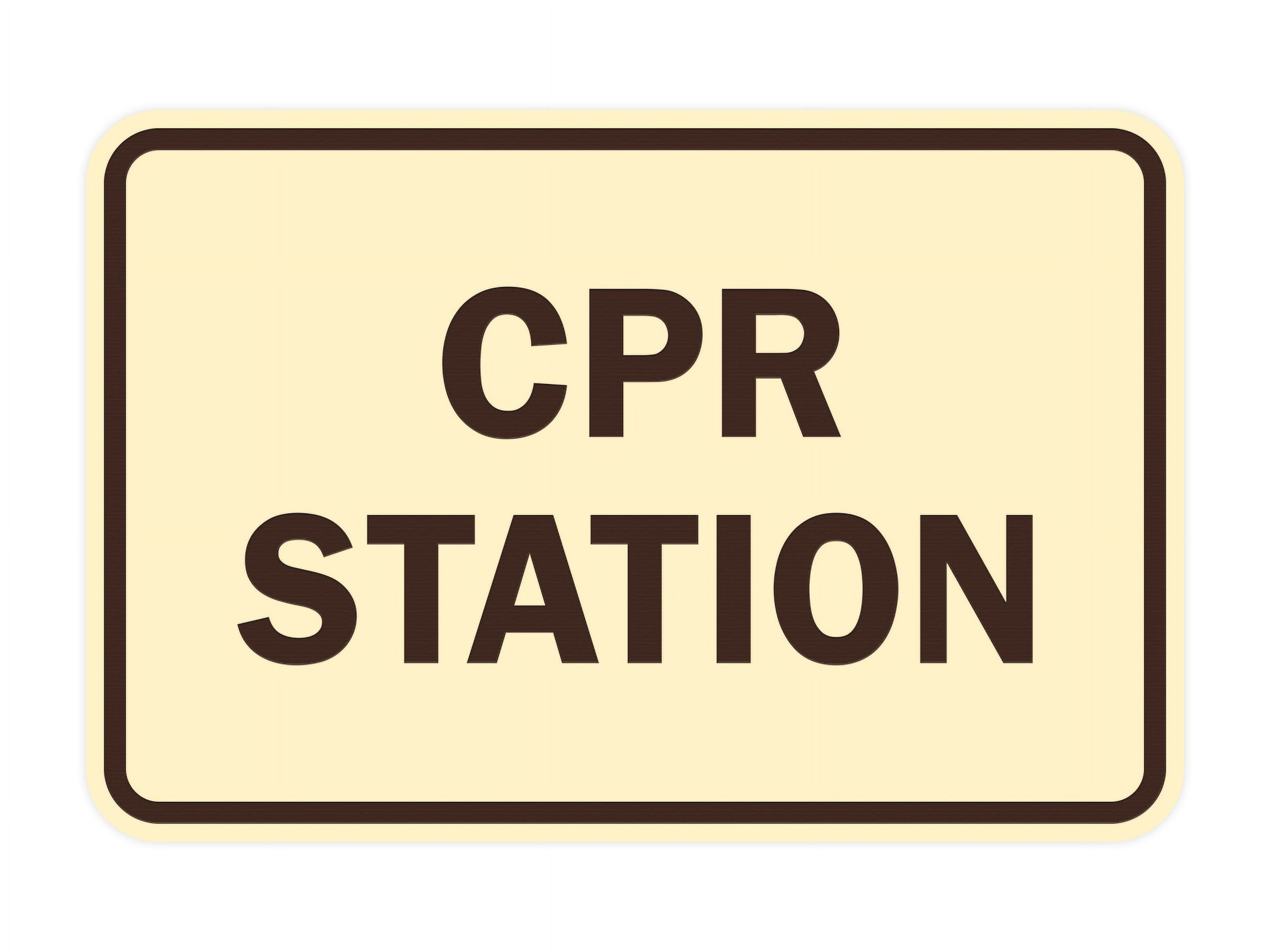 Classic CPR Station Sign (Ivory/Dark Brown) - Medium - Walmart.com