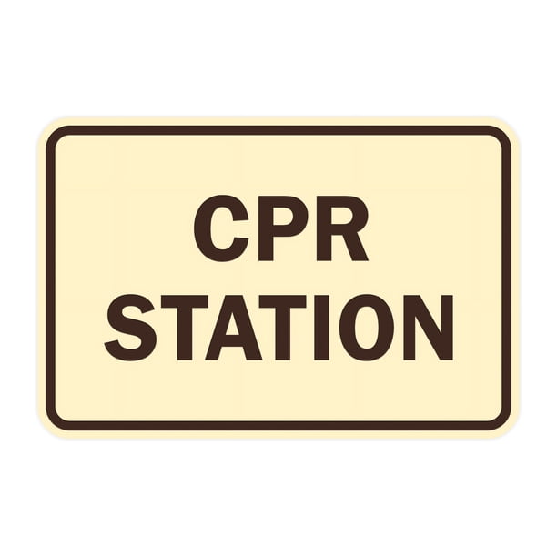 Classic CPR Station Sign (Ivory/Dark Brown) - Small - Walmart Business ...