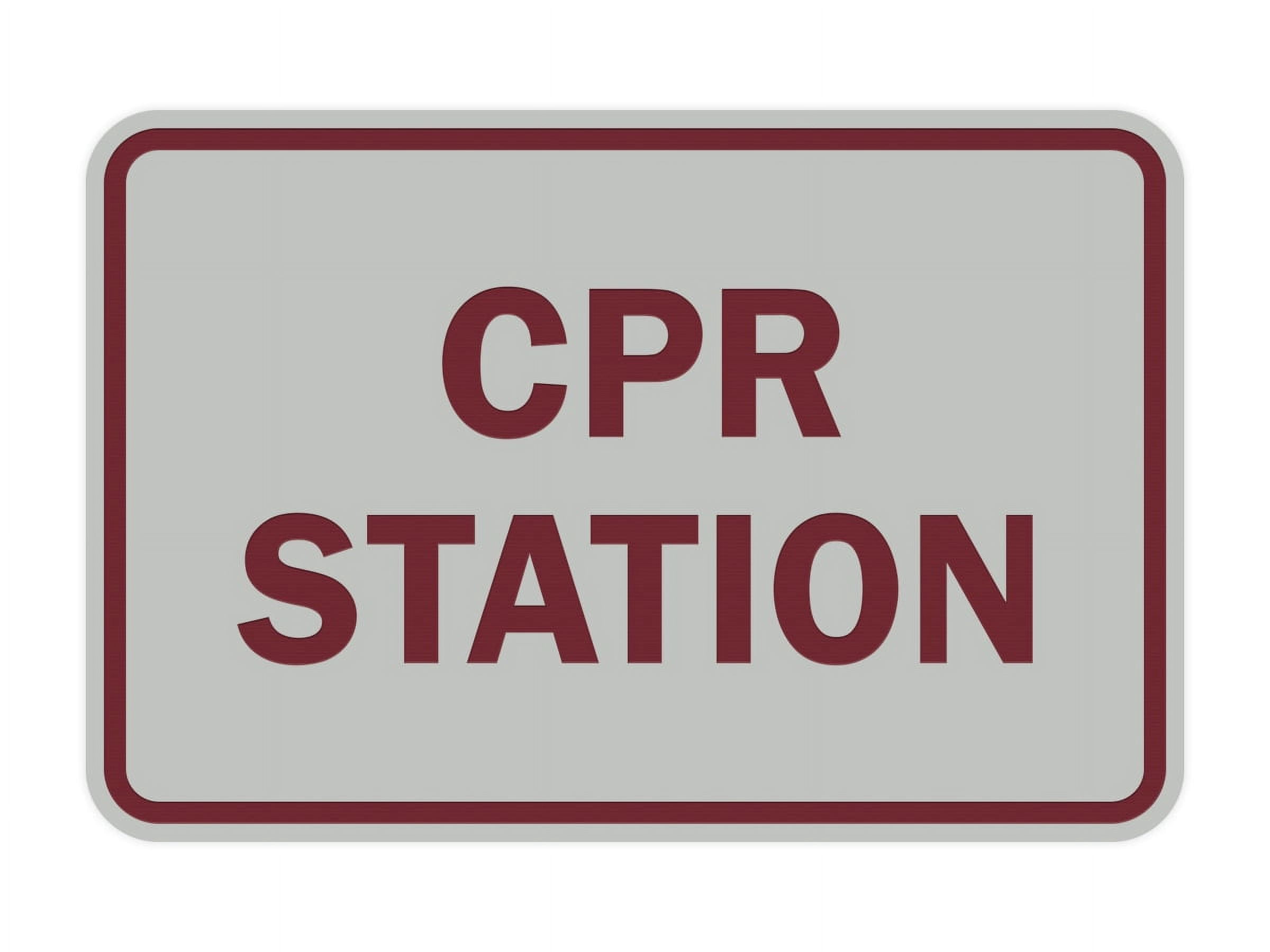 Classic CPR Station Sign (Light Grey / Burgundy) - Medium - Walmart.com
