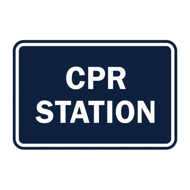 Classic CPR Station Sign (Navy Blue / White) - Large - Walmart Business ...