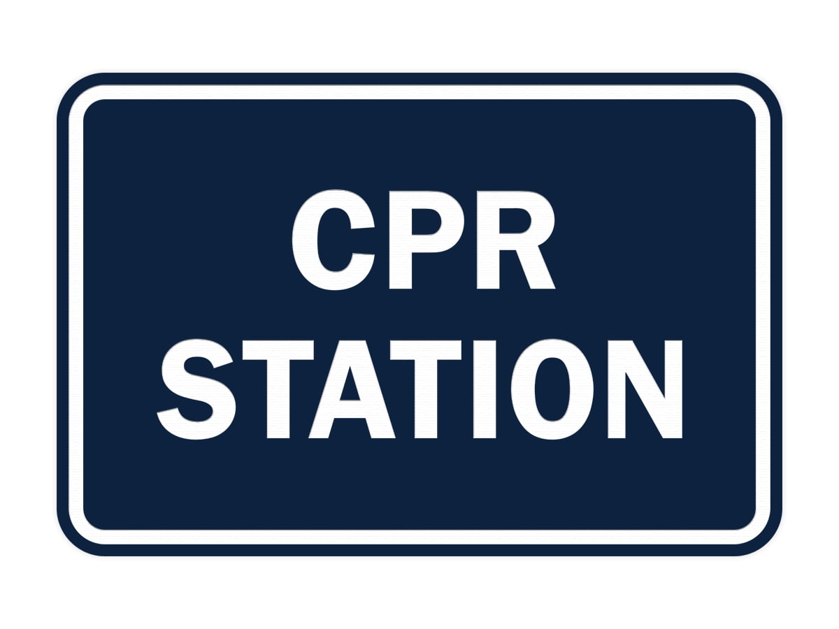 Classic CPR Station Sign (Navy Blue / White) - Small - Walmart.com