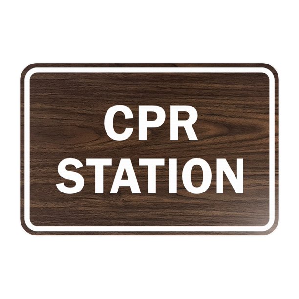 Classic CPR Station Sign (Walnut) - Large - Walmart Business Supplies