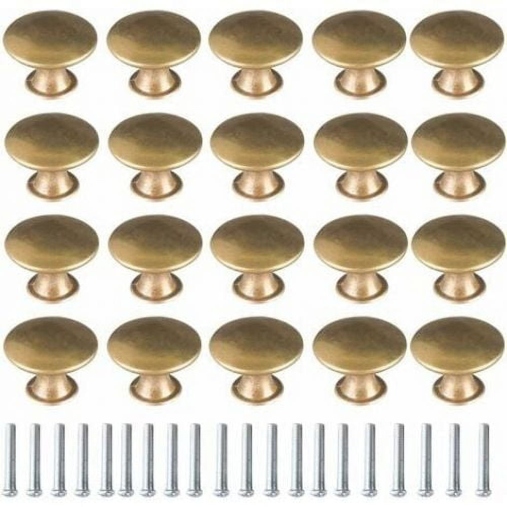 Classic Cabinet Hardware, Round Mushroom-Shaped Antique Brass Knobs ...