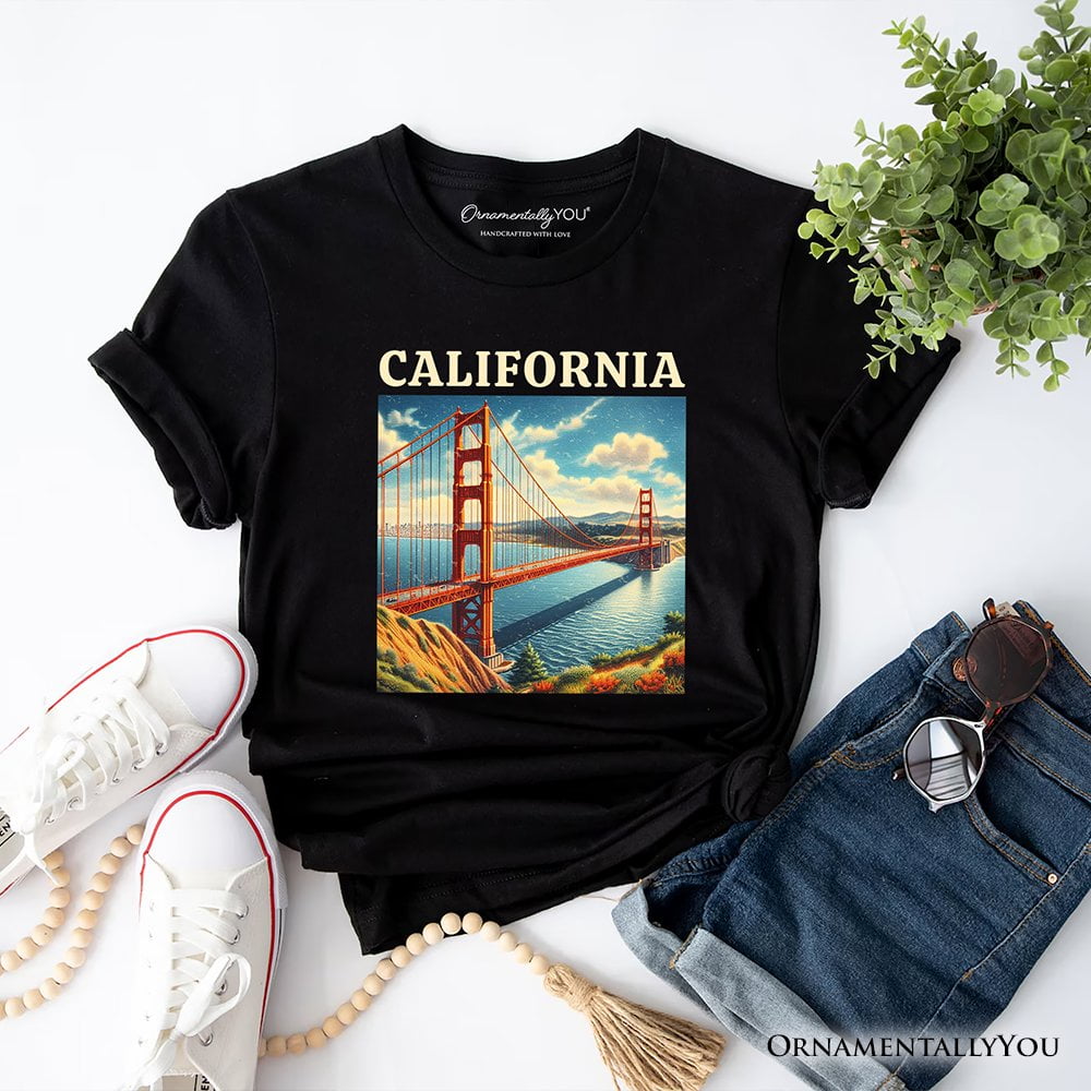 Classic California State Golden Gate Bridge T-Shirt, San Francisco Bay ...