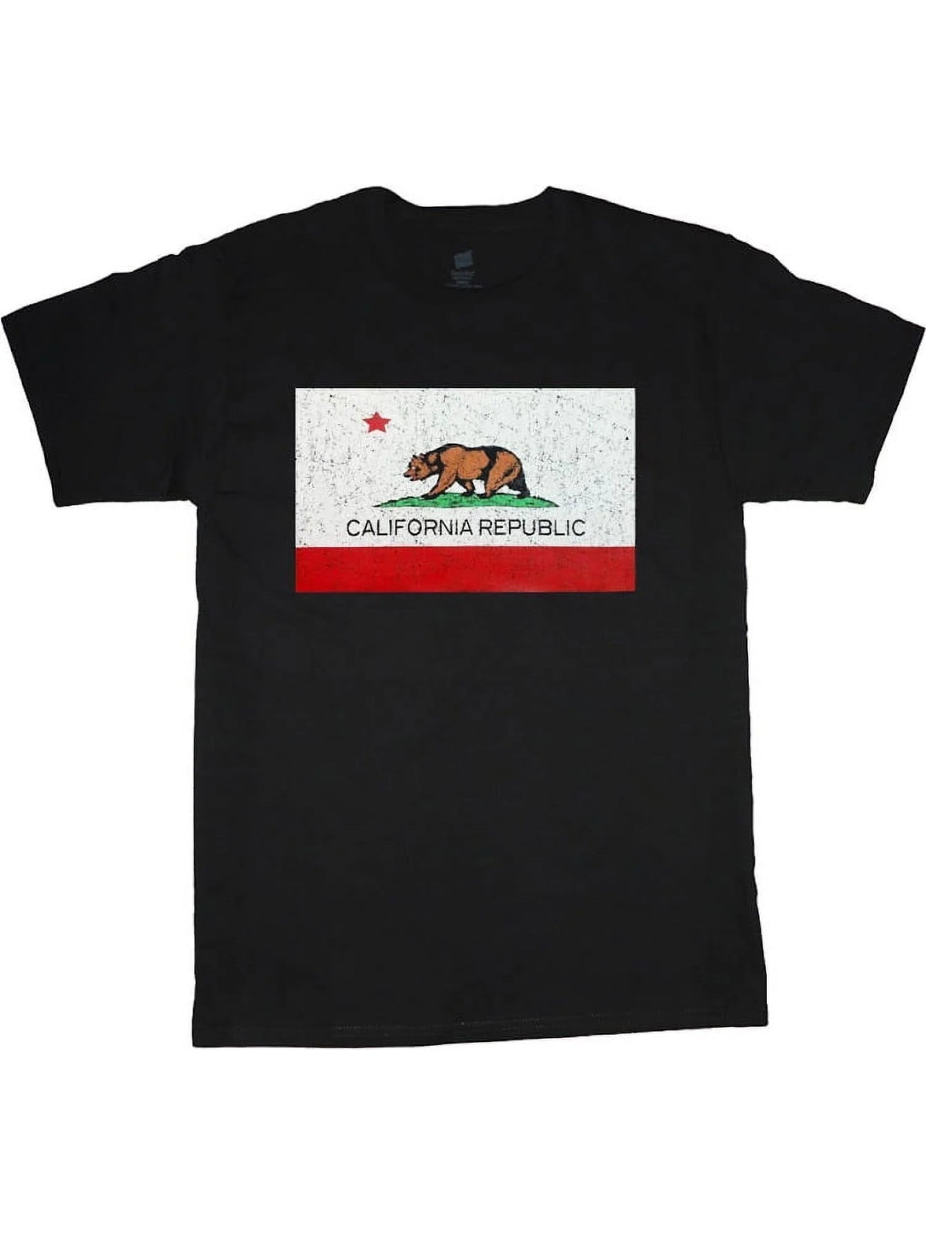 Classic California flag T-shirt Men's Tee Black TOP - Walmart.com