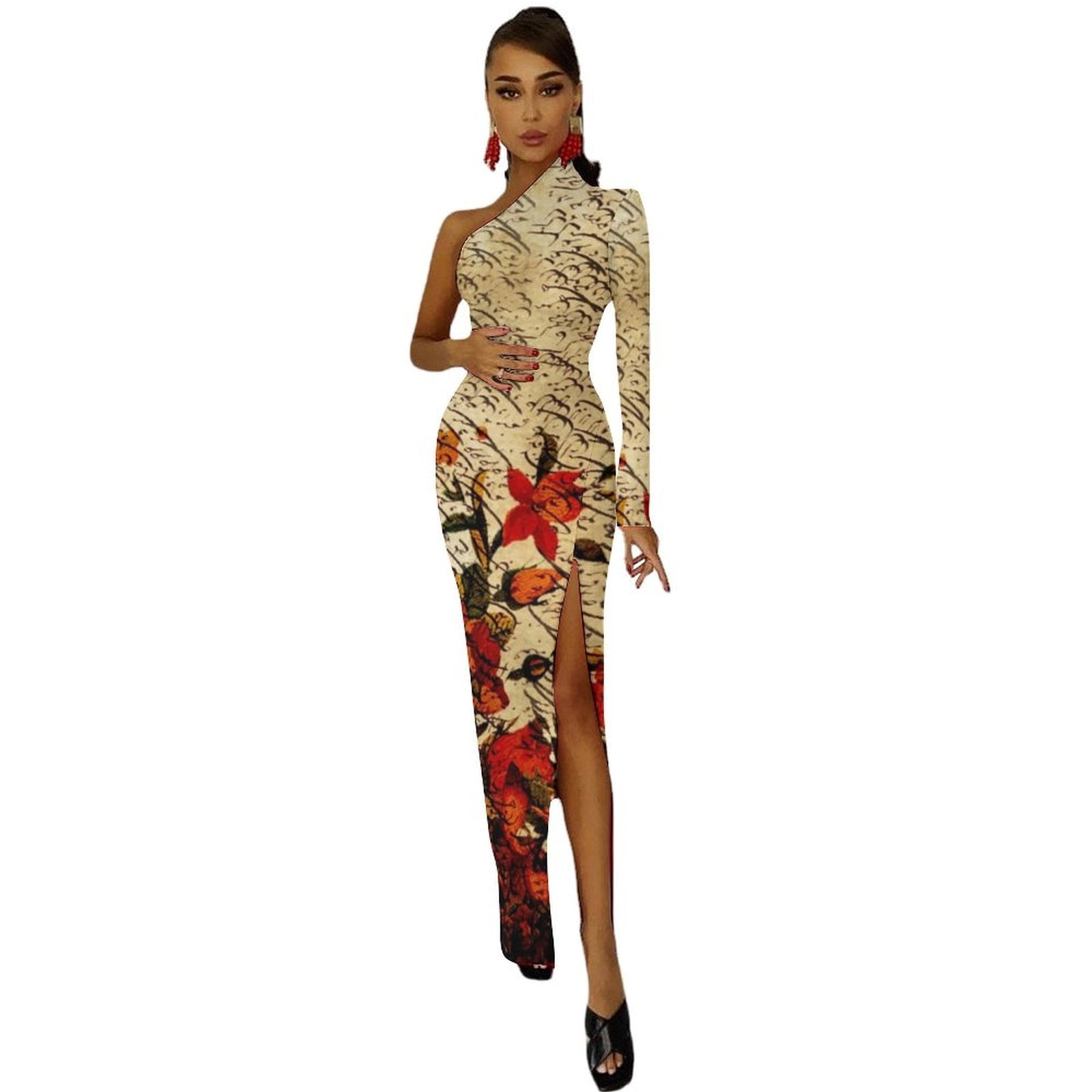 “Classic Calligraphy” 2 Half Dleeve Split Dress Dress for pregnant ...
