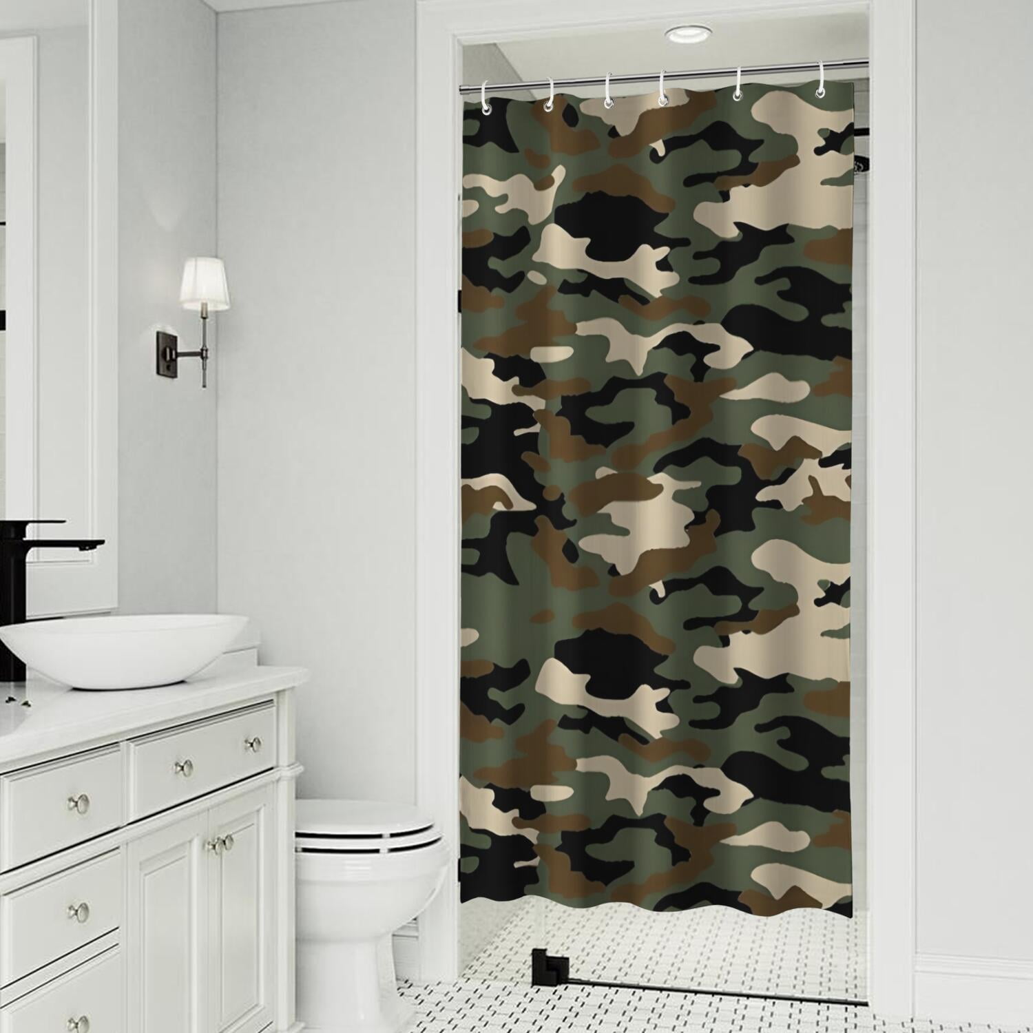 Classic Camo Green Brown Pattern Shower Curtain 36"x72" ,Bathroom ...